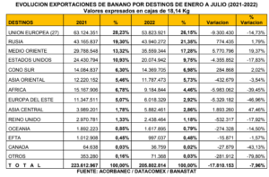 Ecuador: Exportaciones de bananos de enero a julio 2022 caen y las ...